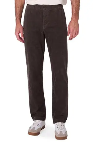 LIVERPOOL Internal Drawstring Elastic Waist Straight Leg Corduroy Pants - Deep Earth