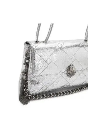 Kurt Geiger Celia Quilted Metalic Leather Shoulder Bag - Silver