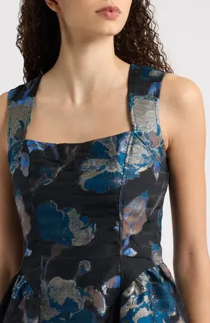 Vince Camuto Metallic Jacquard Fit & Flare Dress