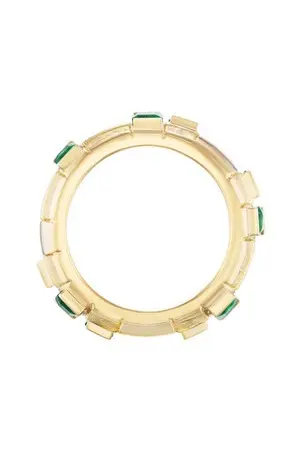 NIGHTHORSE Basketweave 18k Gold Band Ring - Emerald