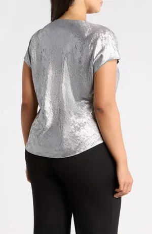 Anne Klein Metallic Cowl Neck Top