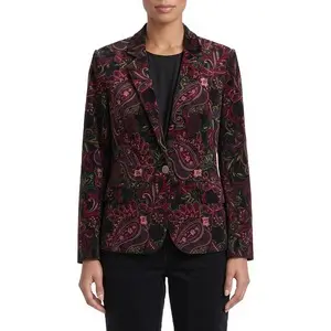 Jones New York Paisley One-button Blazer - Jones Black Multi