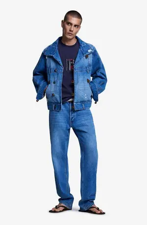 Desigual Contrast Waistband Wide Leg Jeans