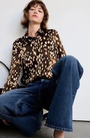 Mango Bambi Print Long Sleeve Shirt