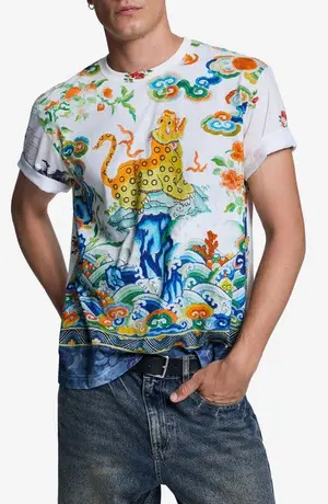 Desigual Tiger Graphic T-shirt - Medium Beige