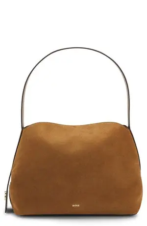BOSS Caylie Small Faux Leather Hobo Bag - Medium Beige