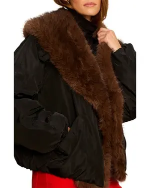 Sanctuary Allure Faux Fur Trim Jacket
