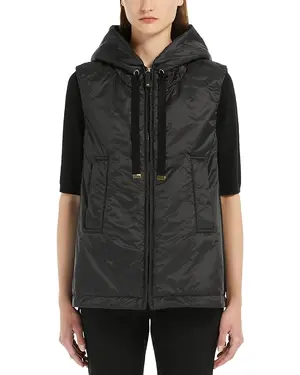 Max Mara Greengo Water Repellent Hooded Puffer Vest - Black