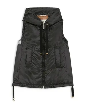 Max Mara Greengo Water Repellent Hooded Puffer Vest - Black