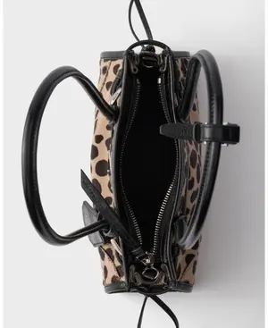 Prada Bonnie Small Printed Calf Hair And Leather Handbag