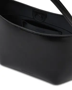 JIL SANDER Kante Debossed Logo Leather Shoulder Bag - Black