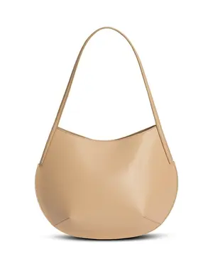 JIL SANDER Kante Debossed Logo Leather Shoulder Bag - Hazel