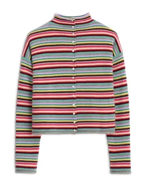 ALEX MILL Taylor Candy Stripe Cashmere Collared Cardigan