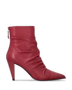 Pinko Vane 02 Nappa Leather Ruched Ankle Boots