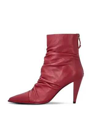 Pinko Vane 02 Nappa Leather Ruched Ankle Boots