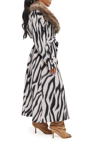 AZALEA WANG Softwave Faux Fur Trim Coat