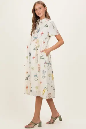 PINKBLUSH Floral Button Down Midi Dress