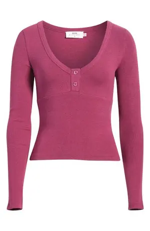 HELLO MOLLY Luxe Rib V-neck Button Top