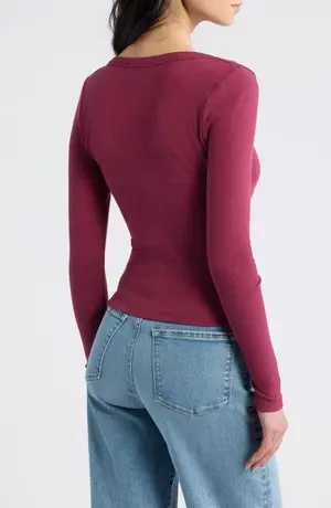 HELLO MOLLY Luxe Rib V-neck Button Top
