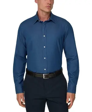 Boggi Milano Cotton Denim Regular Fit Shirt - Medium Blue