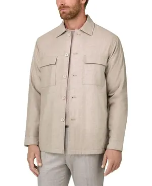 Boggi Milano Padded Cotton Tencel Overshirt - Sand