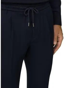 Boggi Milano City Flannel Trousers - Navy Blue
