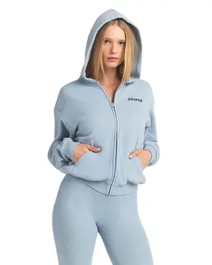 SKIMS Classic Logo Zip Up Hoodie - Fog