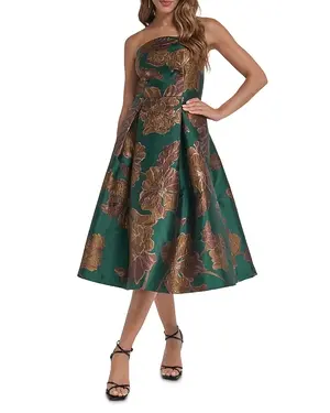 Eliza J Floral Jacquard Fit-and-flare Midi Dress