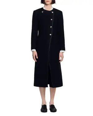 Sandro Saywer Asymmetrical Tweed Coat
