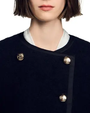 Sandro Saywer Asymmetrical Tweed Coat