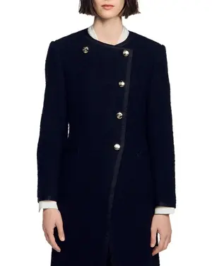 Sandro Saywer Asymmetrical Tweed Coat