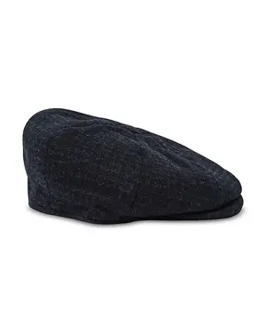 REISS Arbor Wool Houndstooth Newsboy Cap - Navy