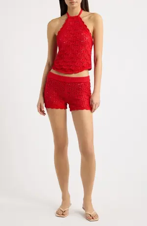 HELLO MOLLY Palm Shade Halter Knit Top