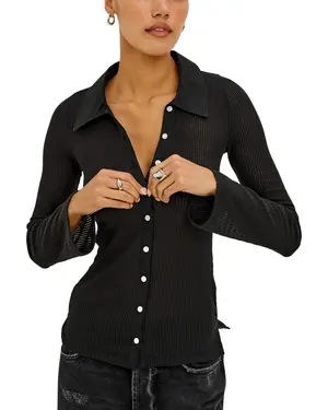 Rails Harvey Ribbed Cotton Blend Button Up Shirt