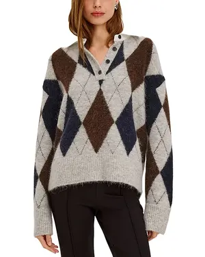 Rails Linda Argyle Alpaca Blend Collared Sweater