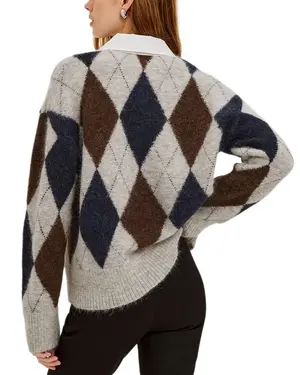 Rails Linda Argyle Alpaca Blend Collared Sweater