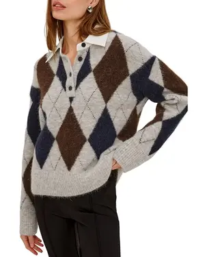 Rails Linda Argyle Alpaca Blend Collared Sweater