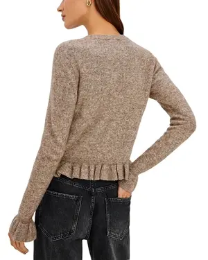 Rails Mandy Cotton & Wool Blend Ruffle Crewneck Cardigan
