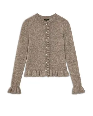 Rails Mandy Cotton & Wool Blend Ruffle Crewneck Cardigan