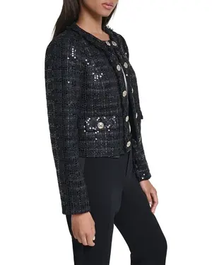 Karl Lagerfeld Sequin Embellished Tweed Jacket