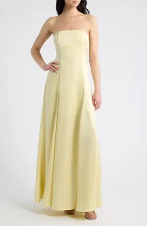 HELLO MOLLY Satin Tempt Strapless Gown