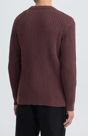 !SOLID Ribbed Crewneck Cotton Sweater