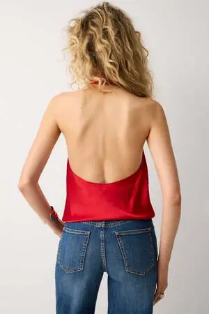 Ramy Brook Libbie Silk Cowl Neck Halter Top
