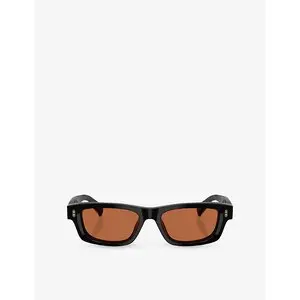 Brunello Cucinelli Bc4029s Rectangle-frame Acetate Sunglasses - Black