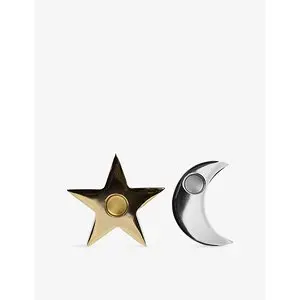 ANNA + NINA Festive Night Stainless-steel Set Of Two Candleholders - Multi