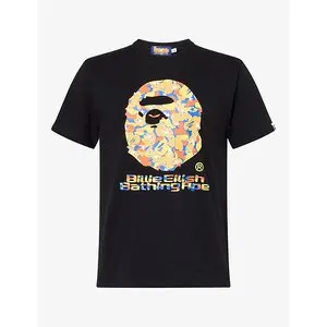 A BATHING APE X Billie Eilish Camo Cotton-jersey T-shirt - Black