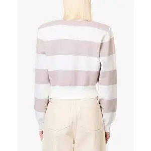 THE COUTURE CLUB Stripe Knit Crew Cotton-jersey Top