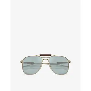 Brunello Cucinelli Bc2024st Square-frame Metal Sunglasses