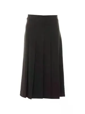 RUE DU BAC Pleated Rear-slit Midi Skirt - Black
