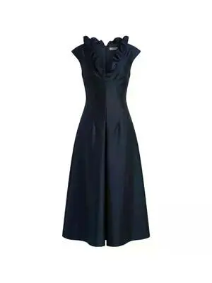 Alberta Ferretti Ruffled V-neck Midi Dress - Blue